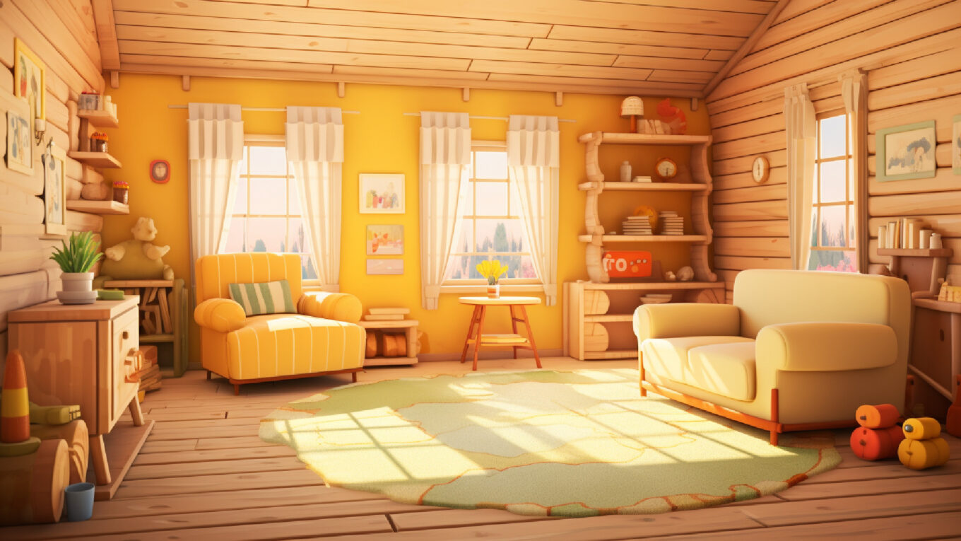 ログハウスのお部屋の背景【8枚】