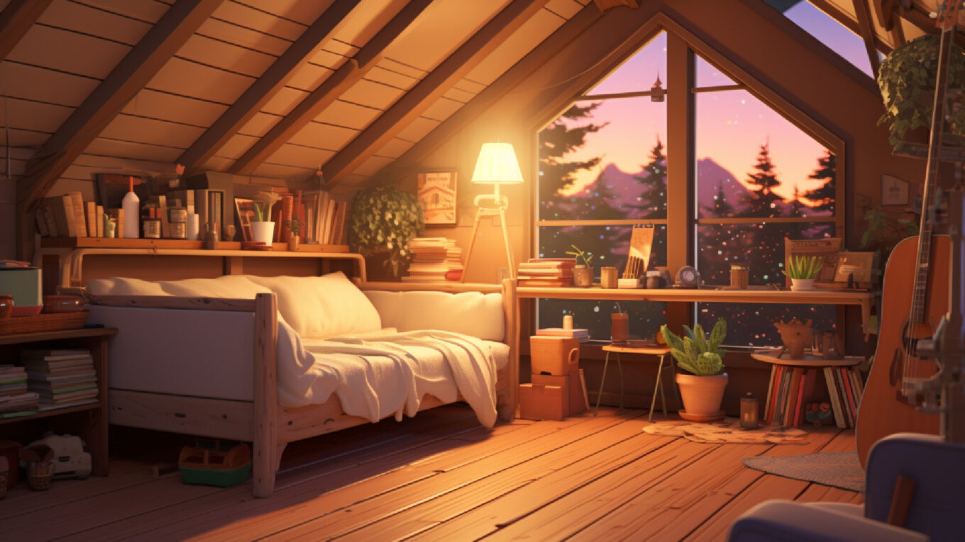 ログハウスのお部屋の背景【8枚】