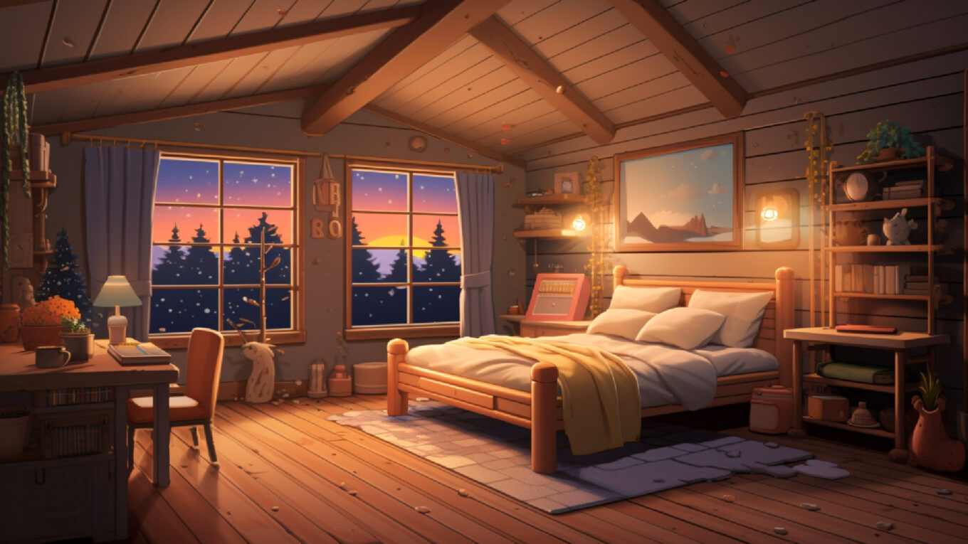 ログハウスのお部屋の背景【8枚】