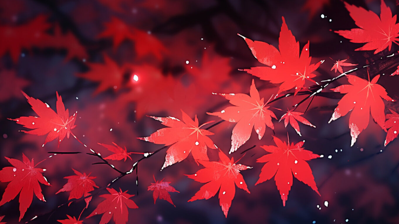 楓の葉(紅葉)の背景イラスト