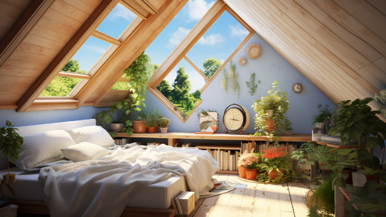 青空のみえる屋根裏部屋の背景【12点】｜utairo Box フリーの背景素材