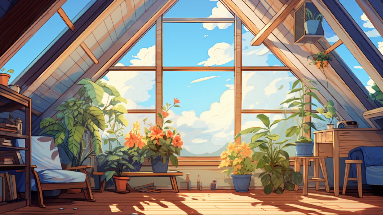 青空のみえる屋根裏部屋の背景【12点】｜utairo Box フリーの背景素材