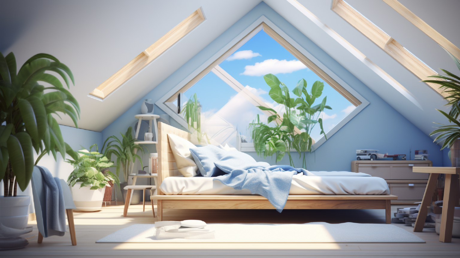 青空のみえる屋根裏部屋の背景【12点】｜utairo Box フリーの背景素材