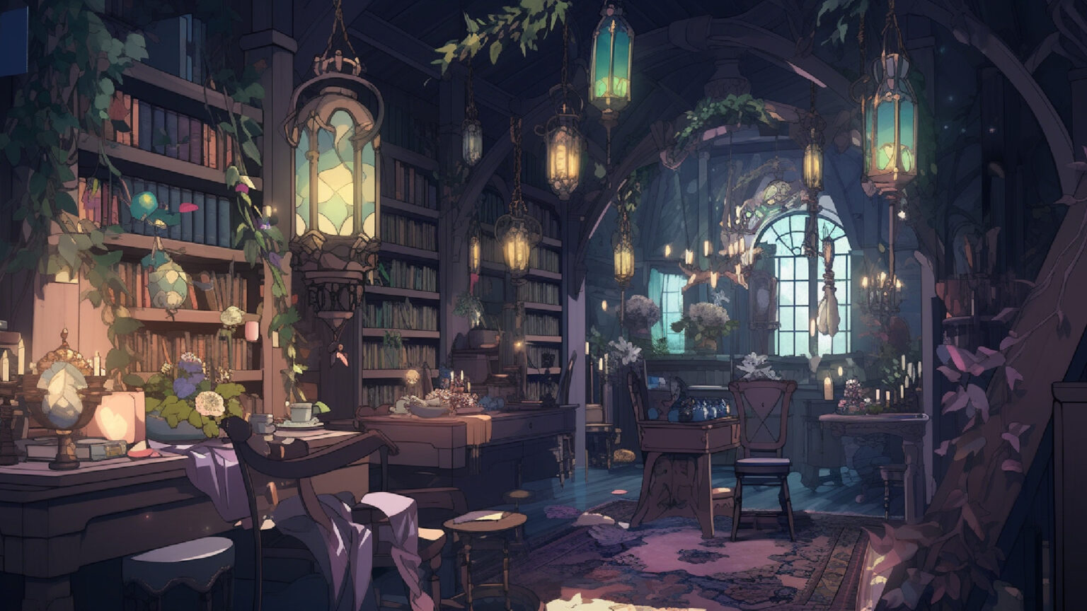 魔法使いの部屋の背景イラスト