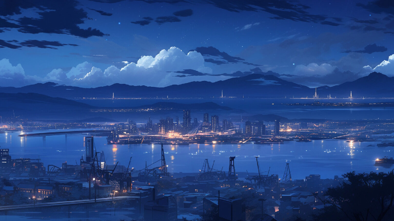 港の背景イラスト